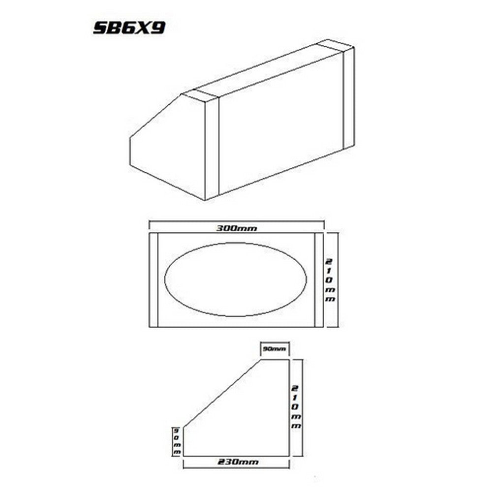 Speaker Box 6" X 9" Black / Grey Carpet (Pair)