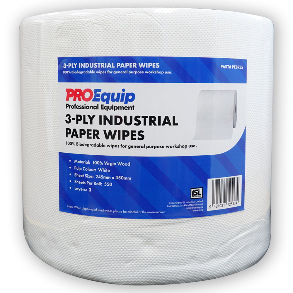Proequip 3-Ply Industrial Paper Wipes - 550 Sheets